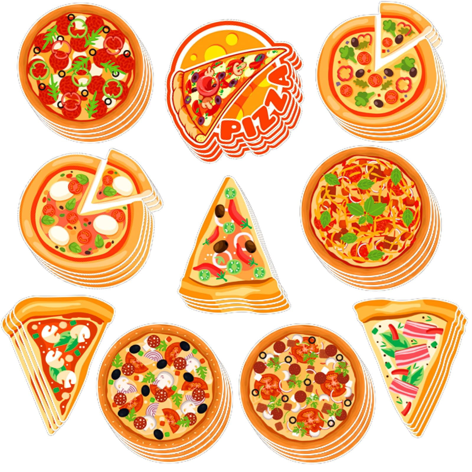 Affrolling 80 Pcs Pizza Party Decorations ATT1Cutouts with Glue Point ...