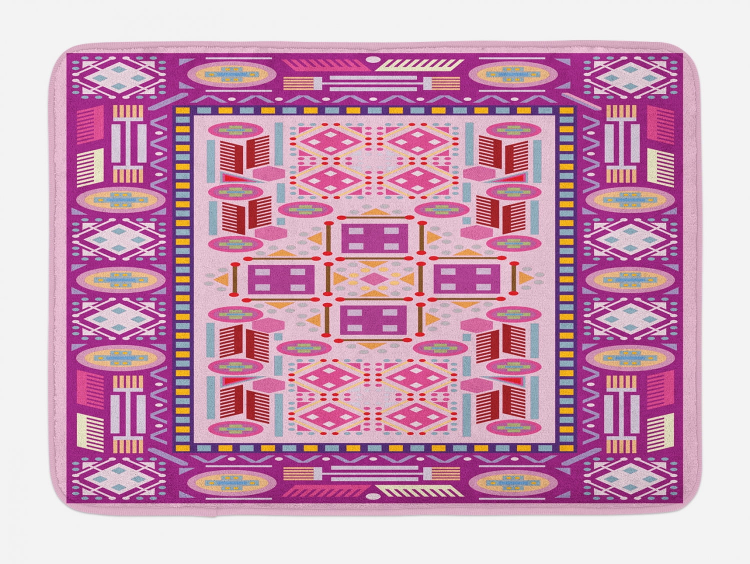 Afghan Bath Mat, Traditional Oriental Design with Simplistic Geometric ...