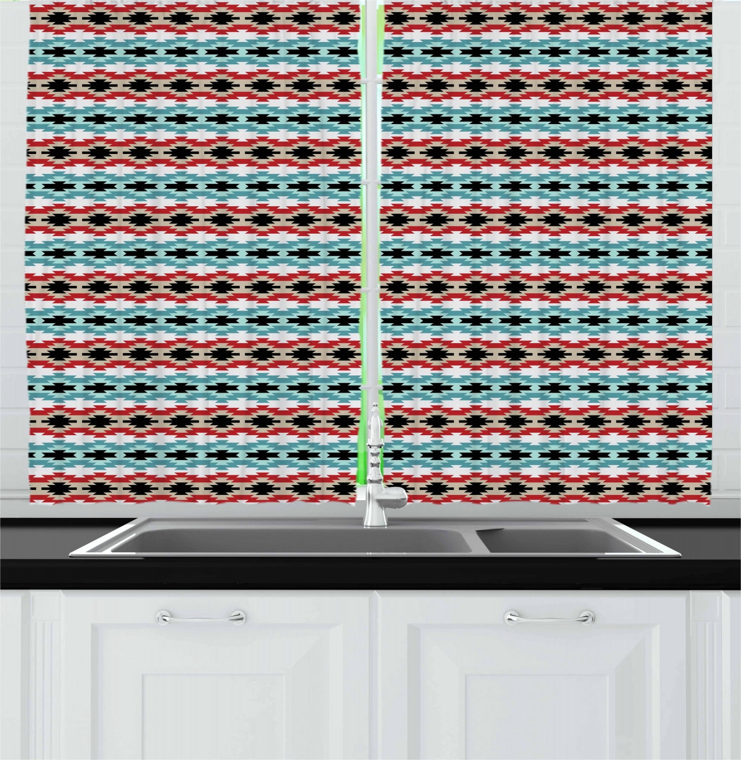 Afghan Curtains 2 Panels Set, Classical Tribal Eye Dazzler Pattern ...
