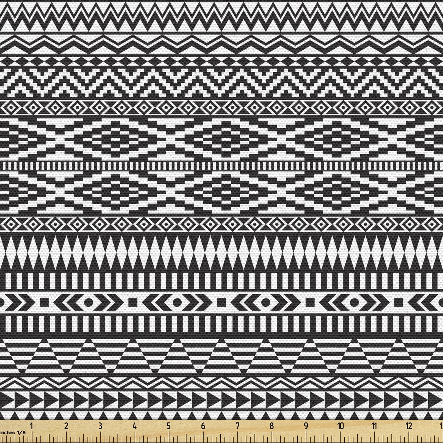 Ambesonne Afghan Fabric by the Yard Upholstery, Tribal Shapes Pattern ...