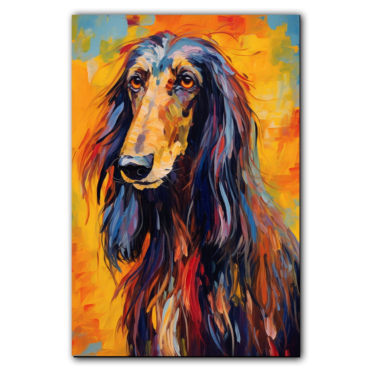 Afghan Hound Canvas Wall Art Colorful Pet Canvas Oil Painting Canvas ...