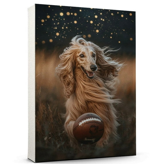 Afghan Hound Cute Dog American Football Stretched Canvas Size 8x12 ...