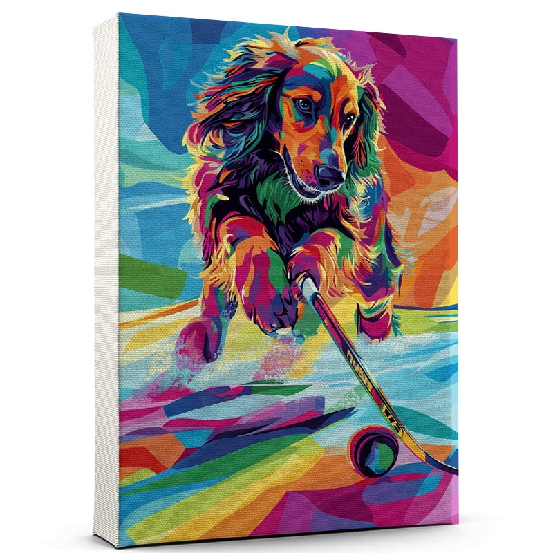 Afghan Hound Dog Ice Hockey Art Stretched Canvas Size 8x12 – Afghan ...