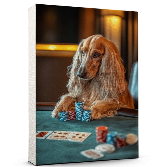 Afghan Hound Dog Poker Art Stretched Canvas Size 8x12 – Afghan Hound ...