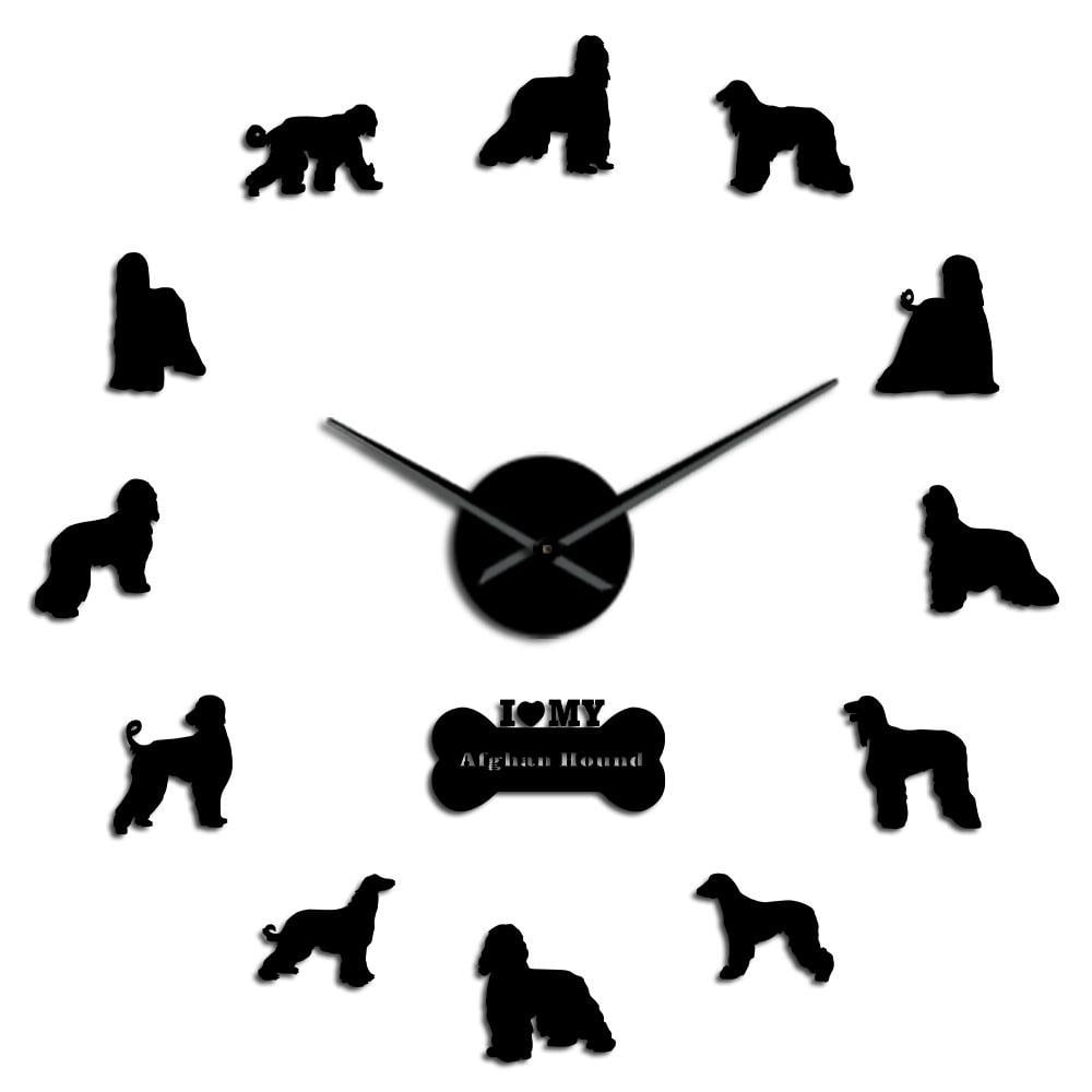 Afghan Hound Dog Silhouette Frameless Wall Clock Stickers, DIY Modern ...
