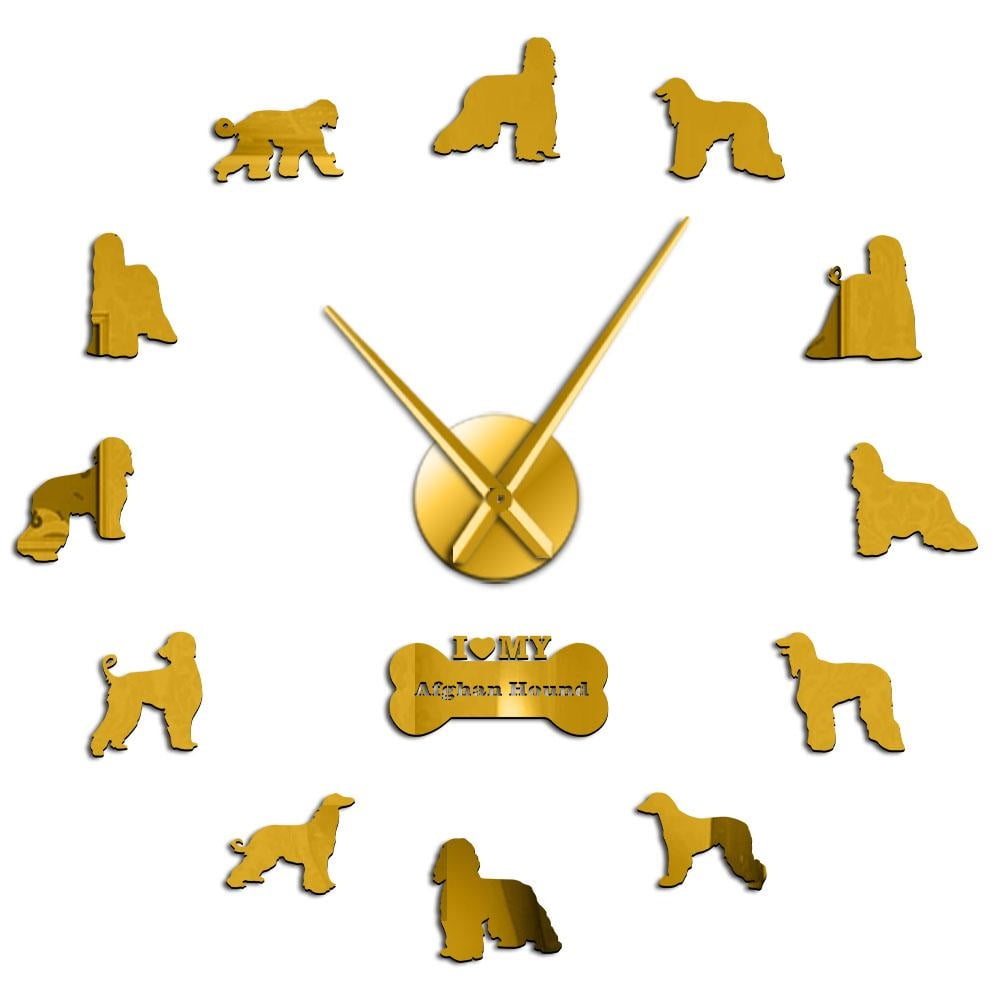 Afghan Hound Dog Silhouette Frameless Wall Clock Stickers, DIY Modern ...
