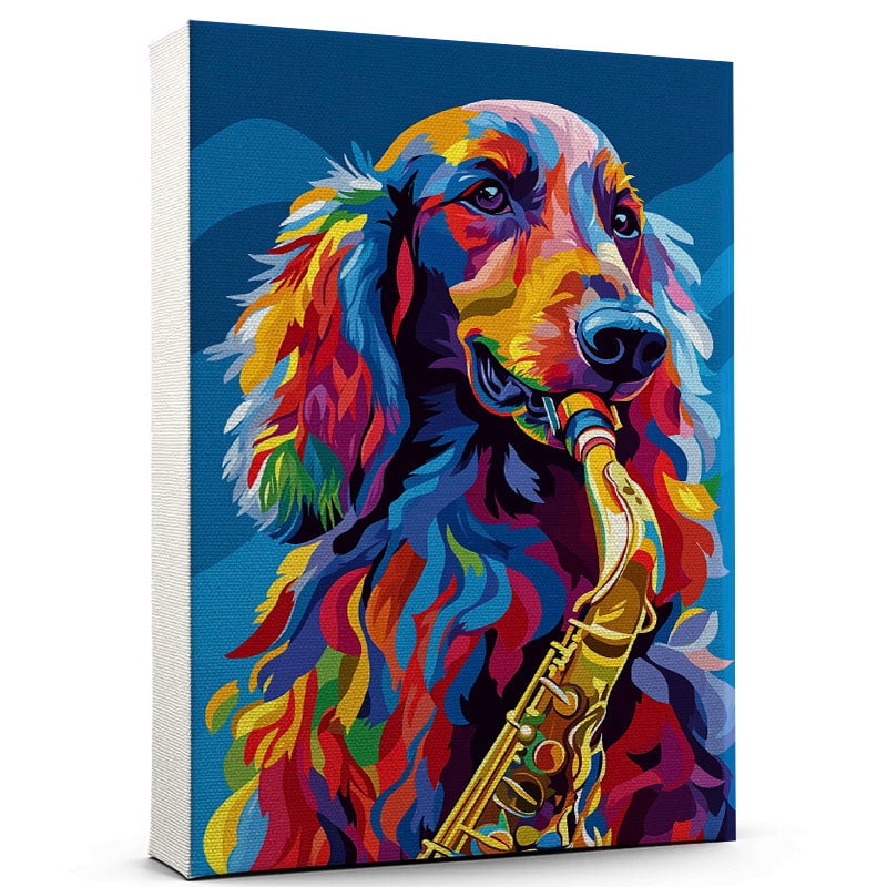 Afghan Hound Dog Stretched Canvas Size 8x12 Saxophone Canvas – Cute ...