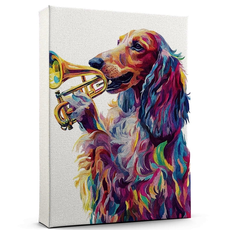 Afghan Hound Dog Trumpet Art Stretched Canvas Size 8x12 – Afghan Hound ...