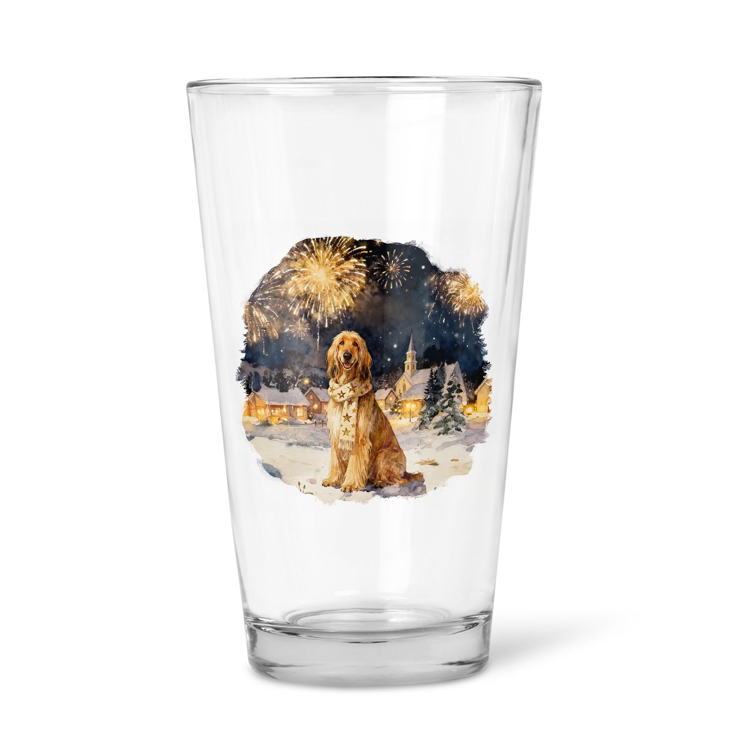 Afghan Hound Happy New Year 2026 with Fireworks on New Year's Eve 16oz ...