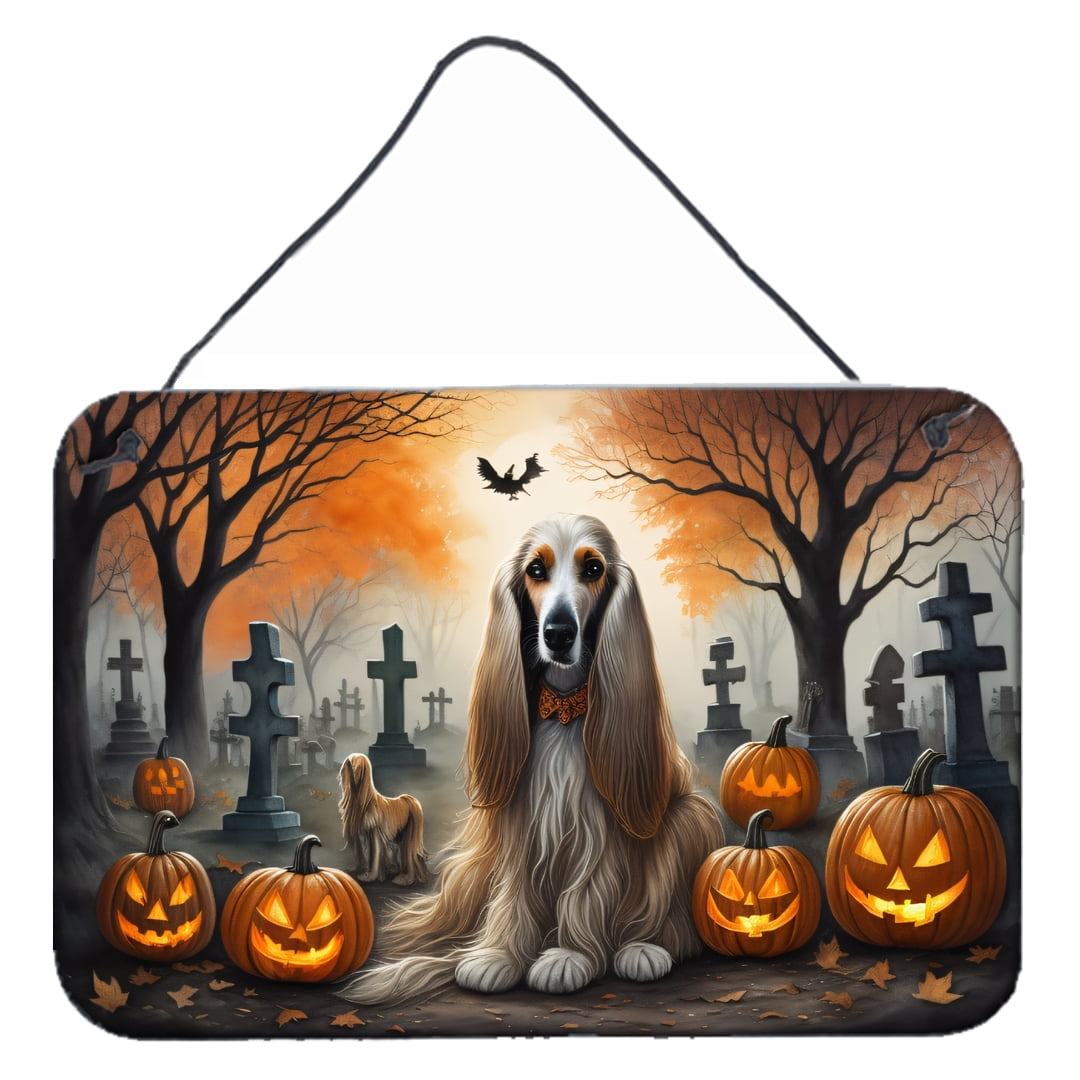 Afghan Hound Spooky Halloween Wall or Door Hanging Prints 8 in x 12 in ...