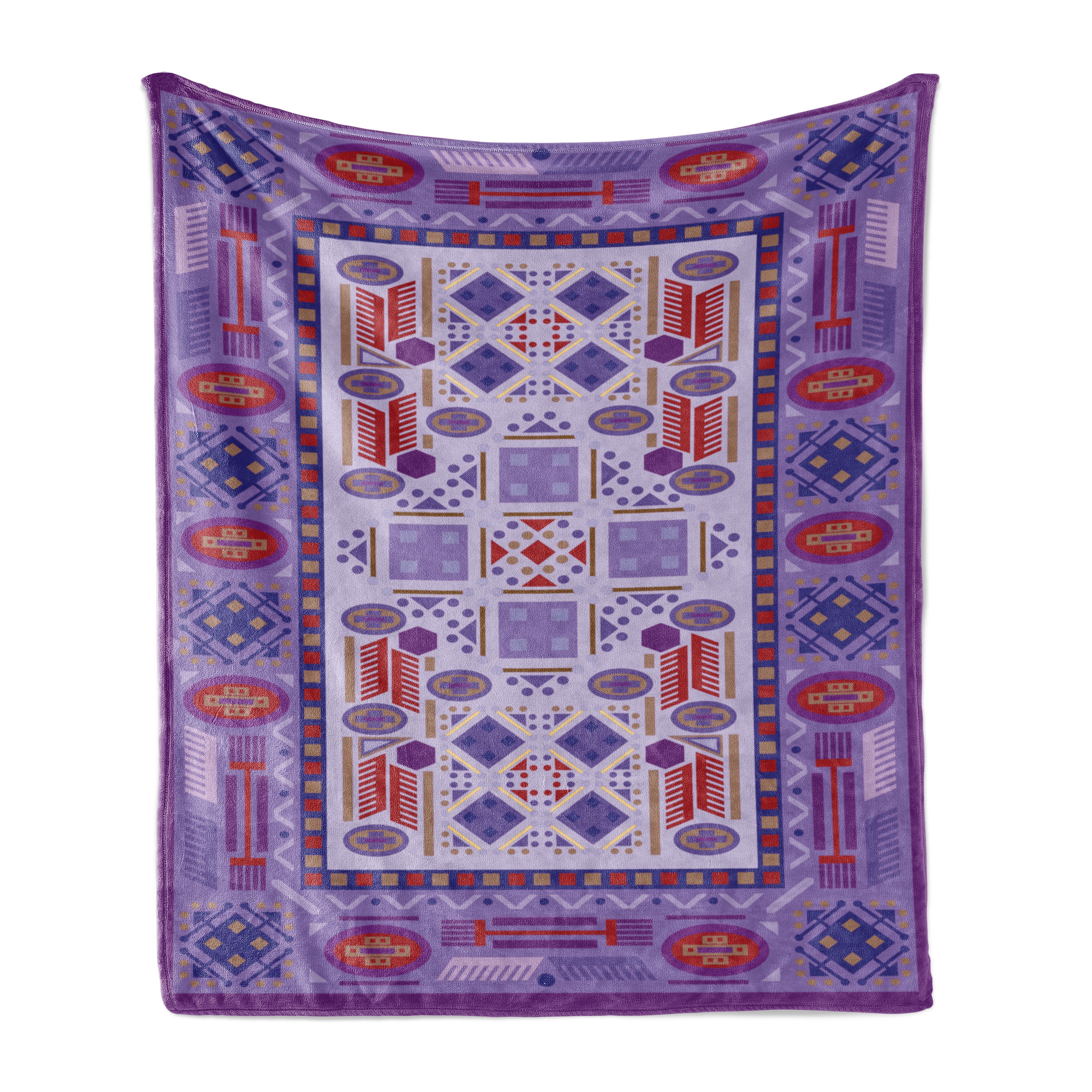 Afghan Soft Flannel Fleece Blanket, Timeless Tribal Pattern with Middle ...