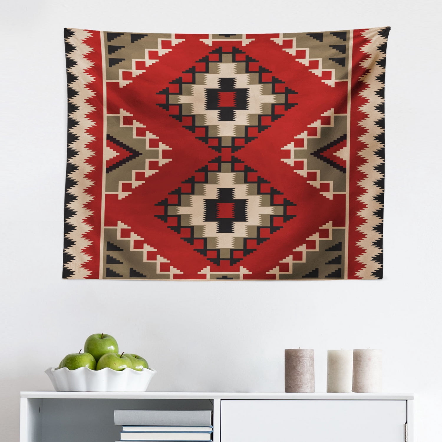 Afghan Tapestry, Timeless Rhombuses with Stripes Pattern in Earthy ...