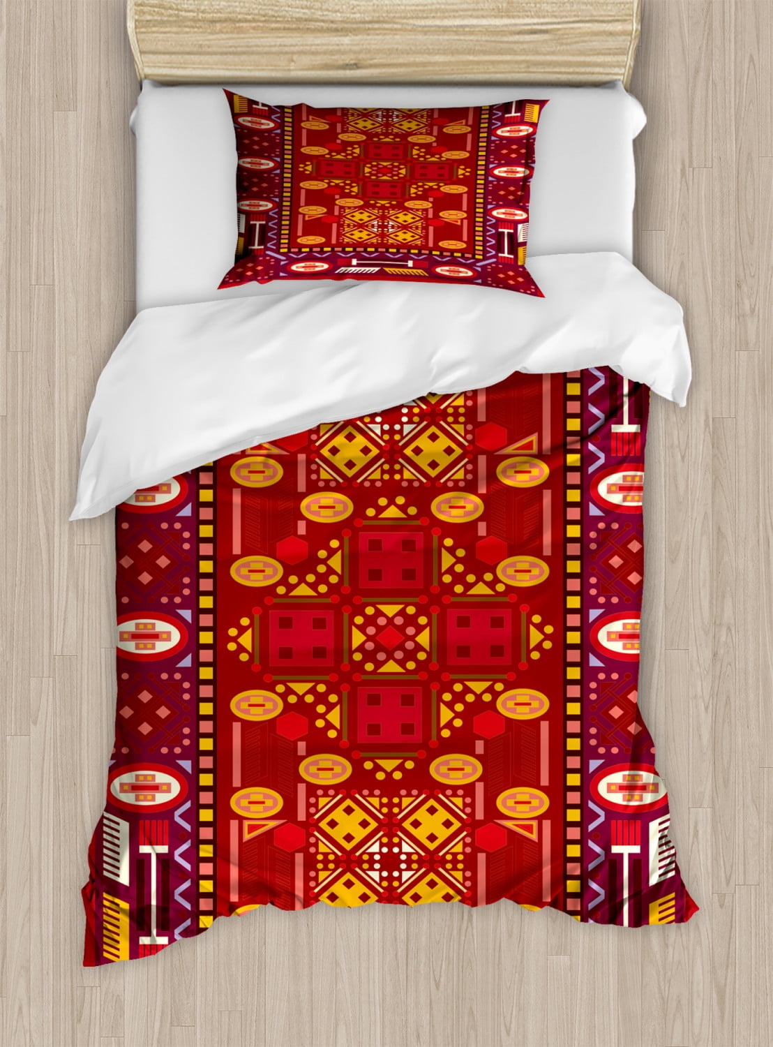 Afghan Twin Size Duvet Cover Set, Afghan Pattern with Eastern Folklore ...