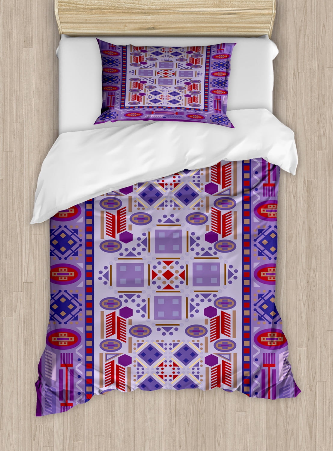 Afghan Twin Size Duvet Cover Set, Timeless Tribal Pattern with Middle ...