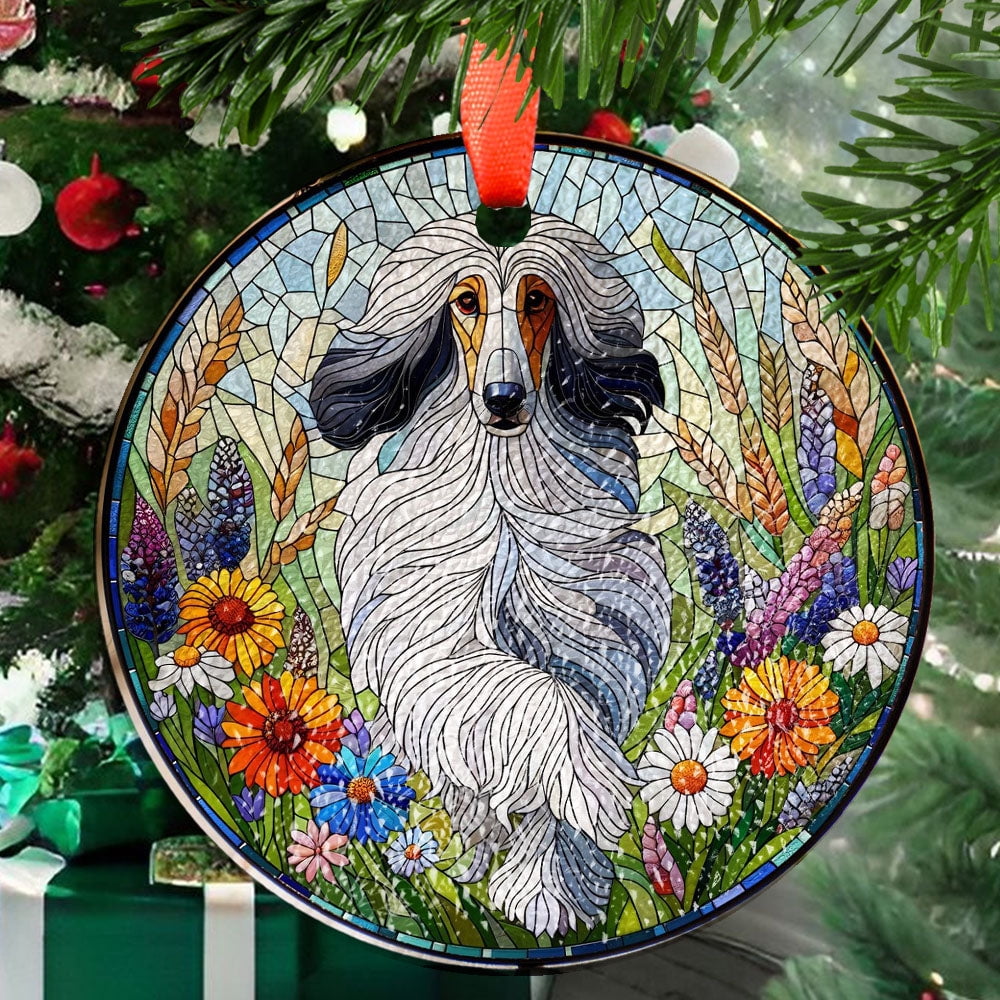 Afghan hound wildflowers GLASS Suncatcher Hanging, Afghan hound ...