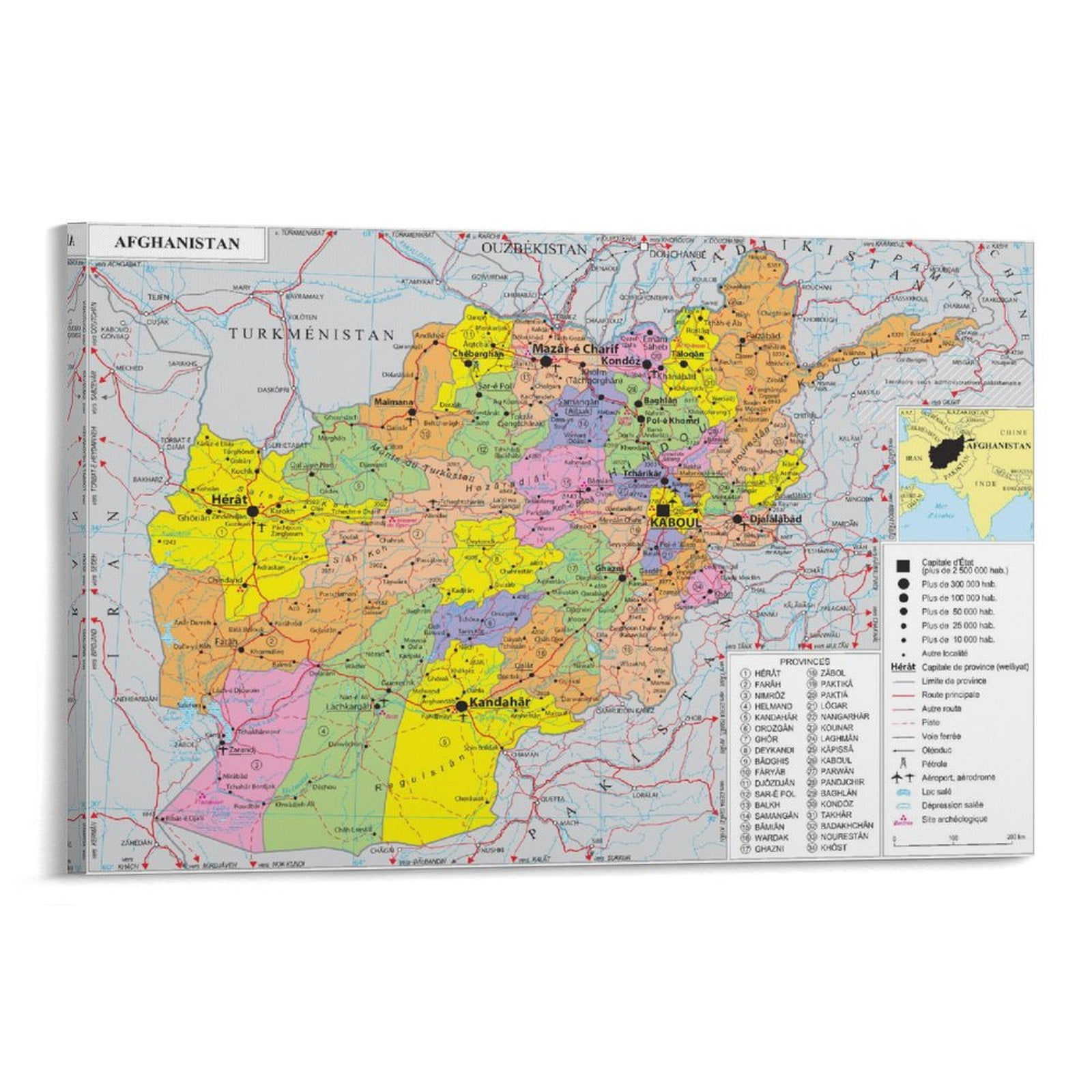 Afghanistan Map Posters Canvas Wall Art Poster Decorative Bedroom ...