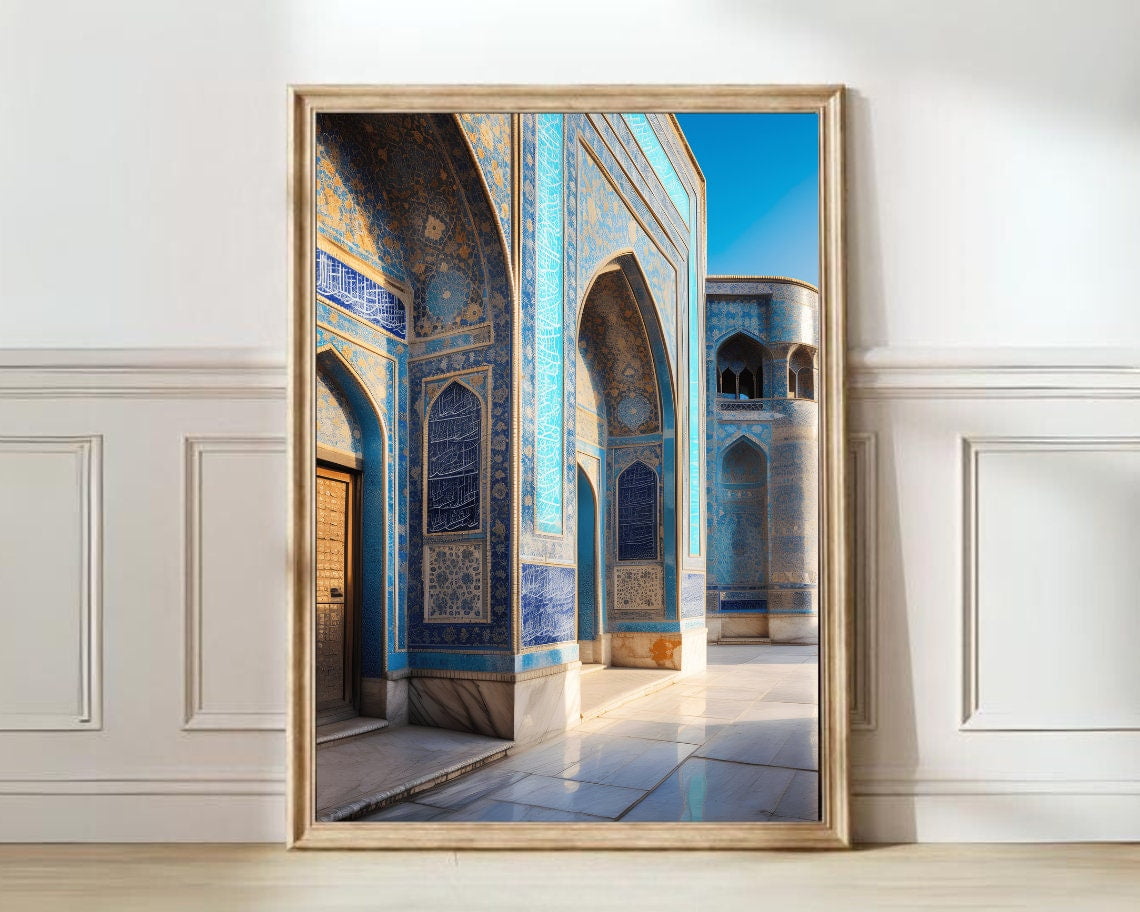 Afghanistan Print Blue Mosque Wall Art Afghan Poster Islam Wall Art ...