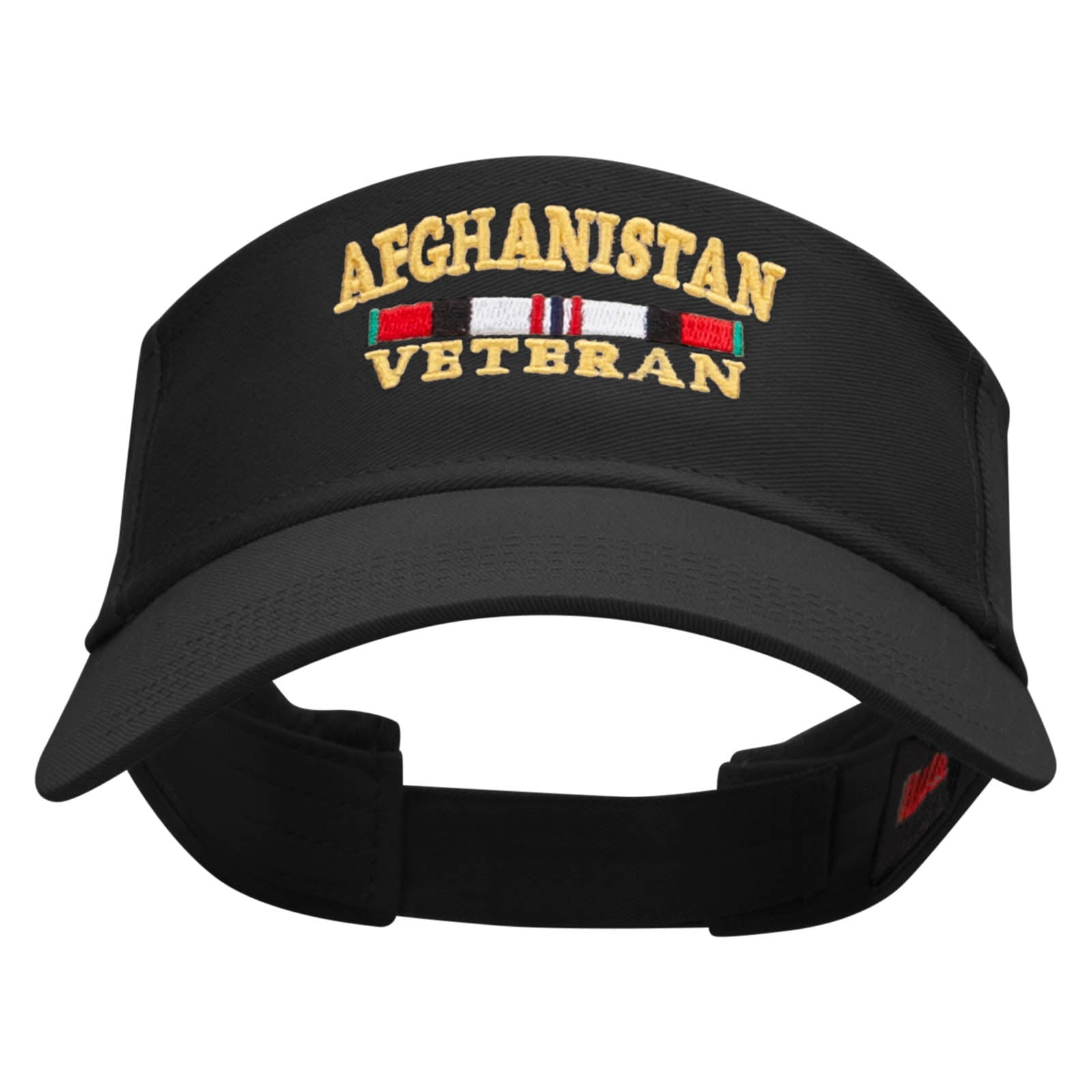 Afghanistan Vet Ribbon Embroidered Cotton Twill Sun Visor - Black OSFM ...