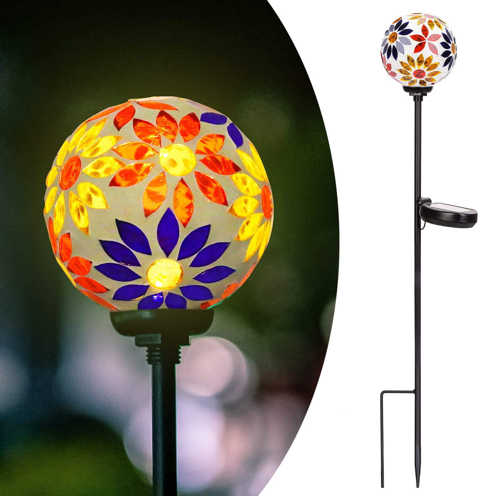 Afirst Solar Lights AJH3 Outdoor Decorative - Solar Gazing Ball Mosaic ...