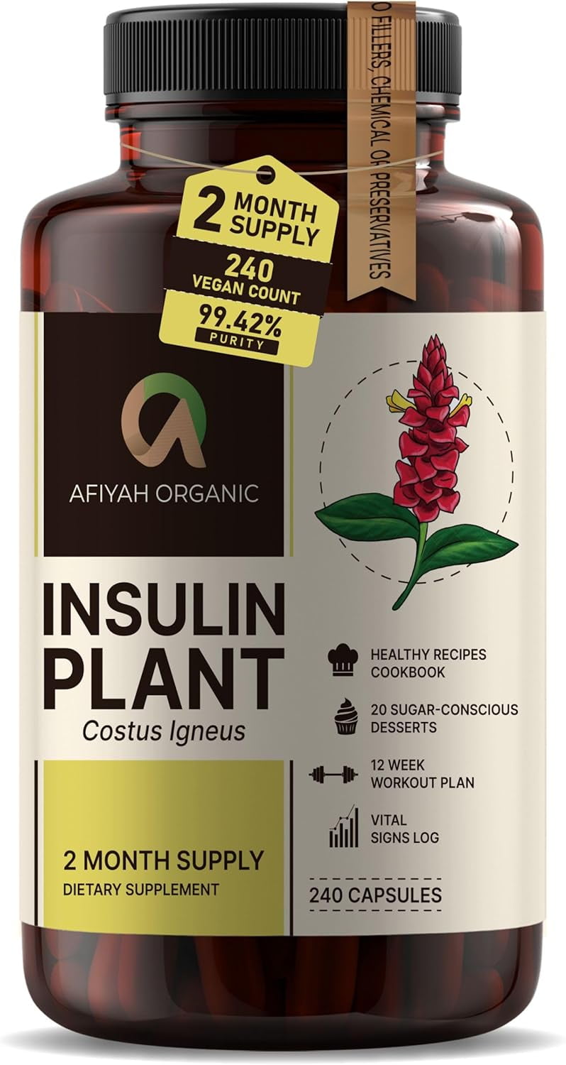 Afiyah Organic - Costus Igneus (Insulin Plant) Capsules, 240 Caps ...