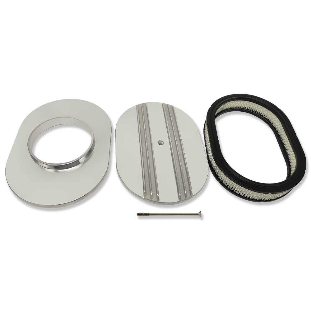 Aflle Racing 12" Air Cleaner Oval Half Finned Polished Aluminum Classic ...