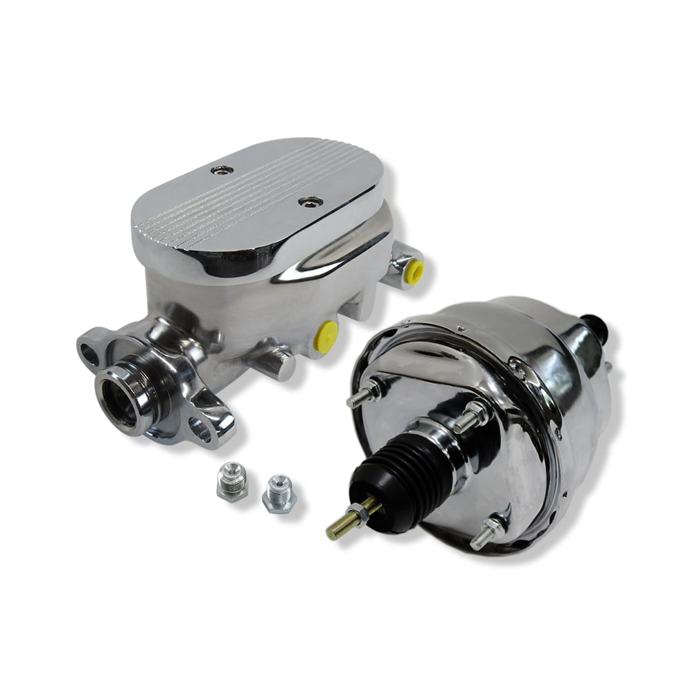 Aflle Racing 7" Dual Diaphragm Chrome Brake Booster & GM Chrome ...