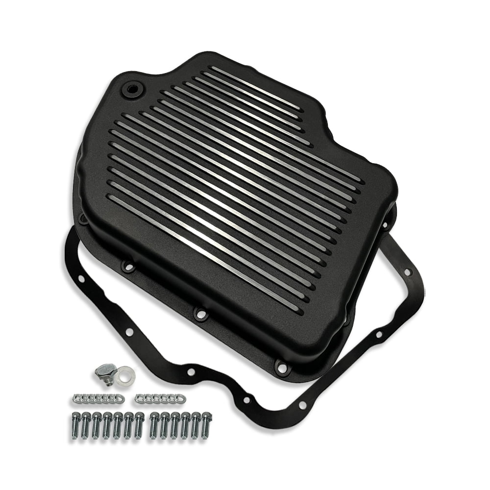 Aflle Racing Aluminum Finned Transmission Pan Black Fits Chevy/GM Turbo ...