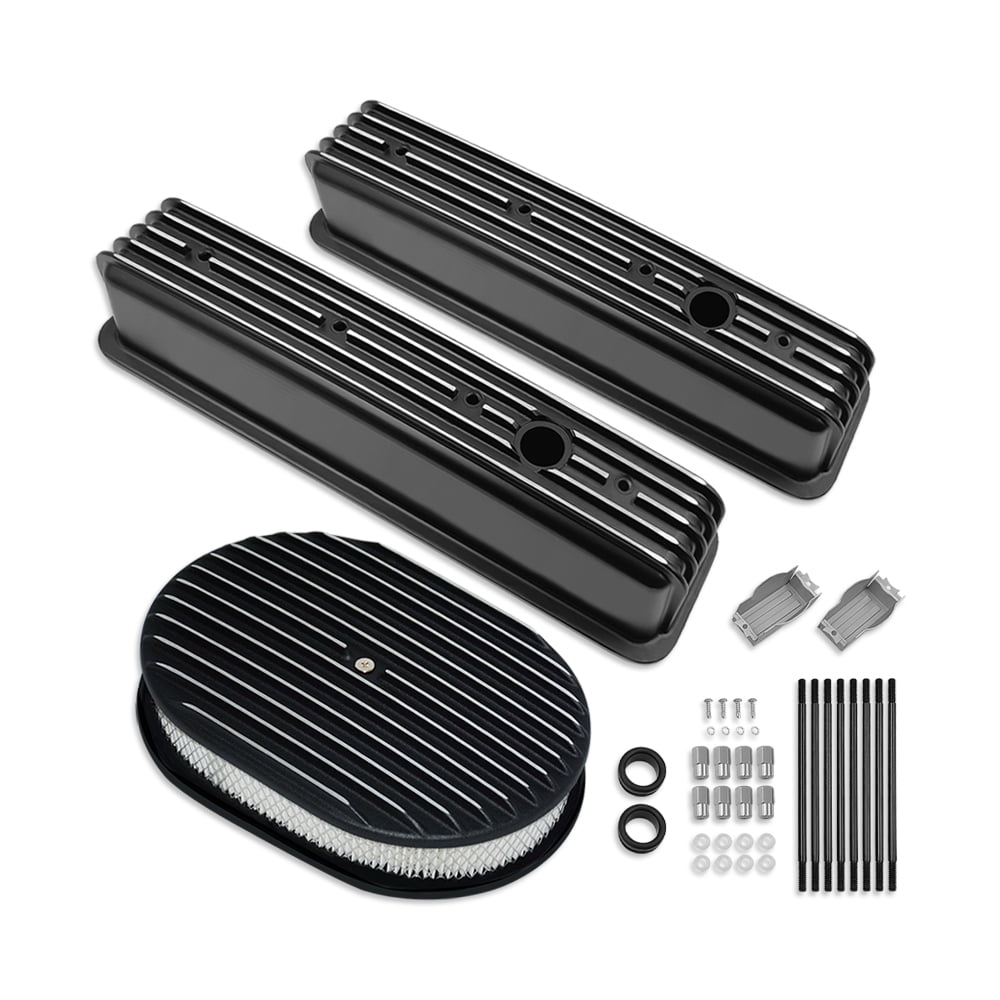 Aflle Racing Black Valve Cover Tall Aluminum Finned Center Bolt Vortec ...