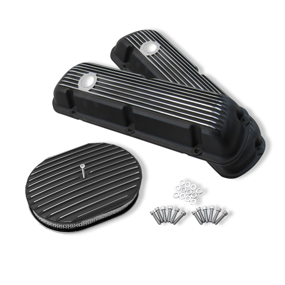 Aflle Racing Finned Short Valve Covers for SBF 289 302 351W & 12" Oval ...