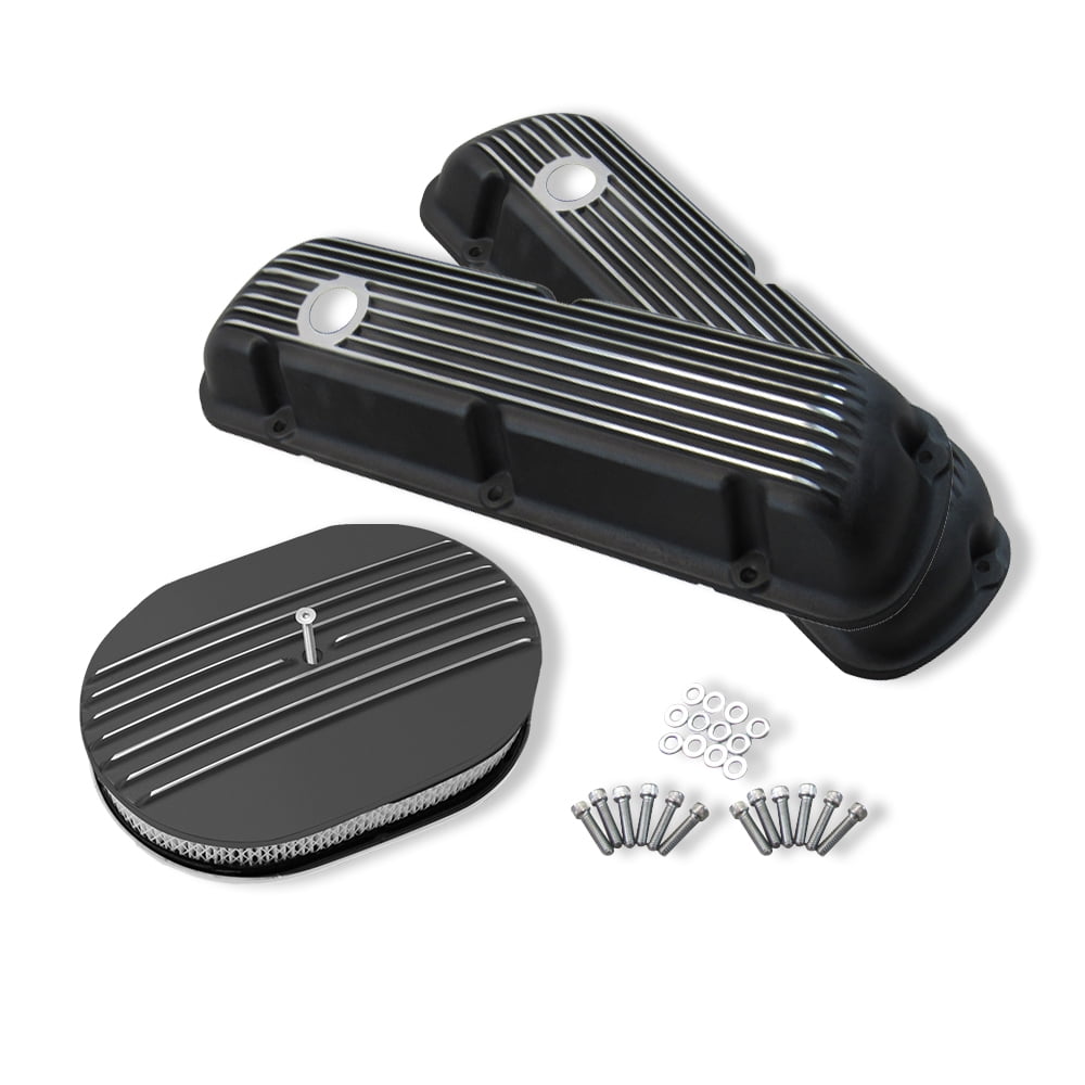 Aflle Racing Finned Short Valve Covers for SBF 289 302 351W & 12" Oval ...