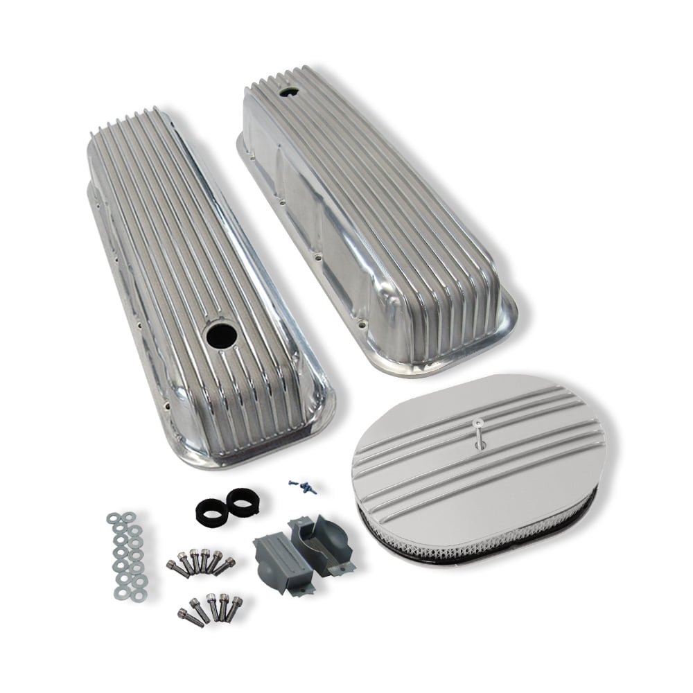 Aflle Racing Tall Finned Aluminum Polished Valve Covers For Chevy BBC ...