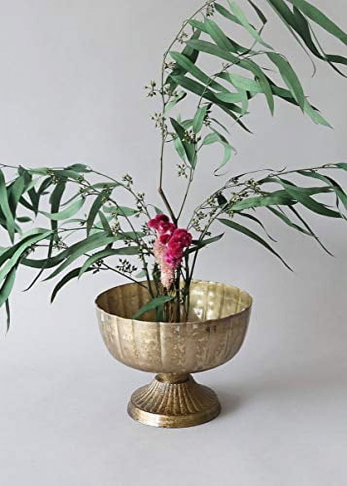Afloral, Distressed Gold Metal Compote Bowl, 5.5 inch Tall, Decorative ...