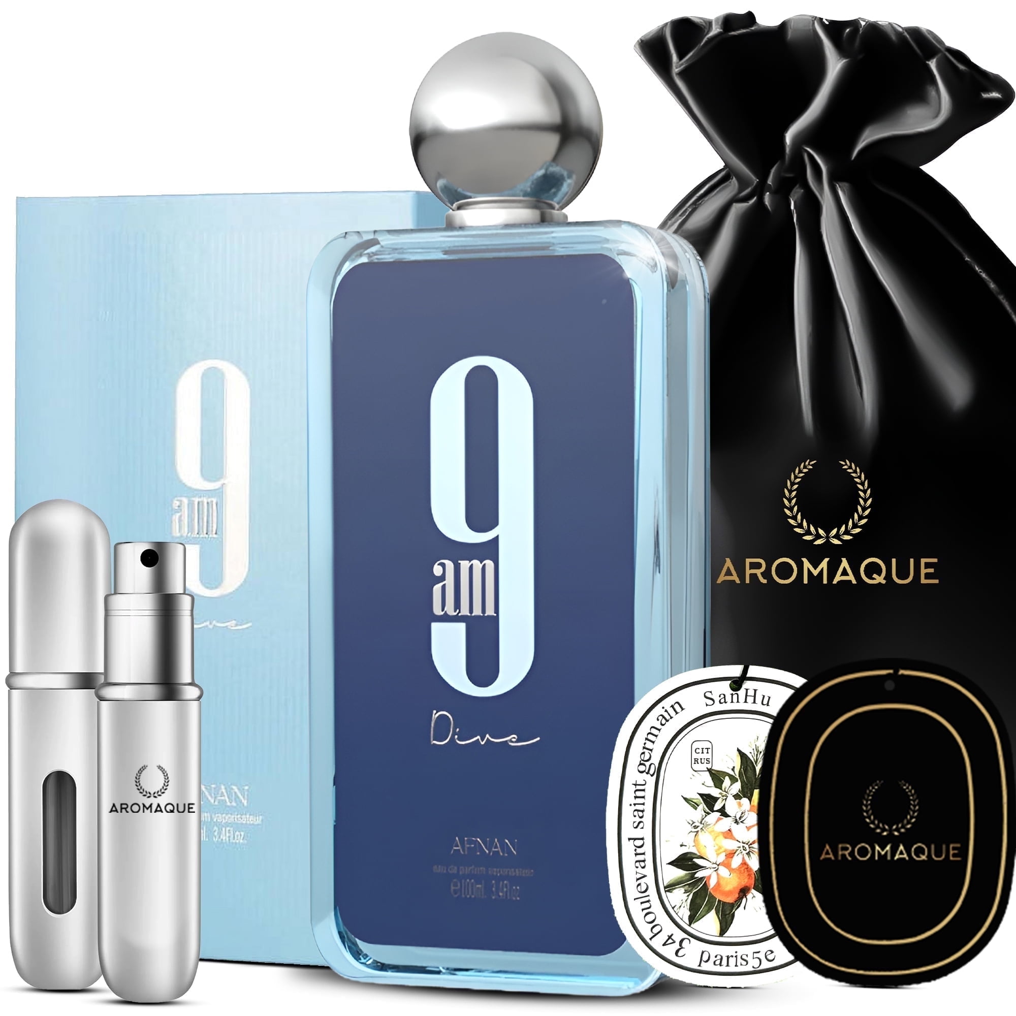 Afnan 9AM Dive Cologne for Men Bundle, 3.4oz Eau De Parfum, Travel ...