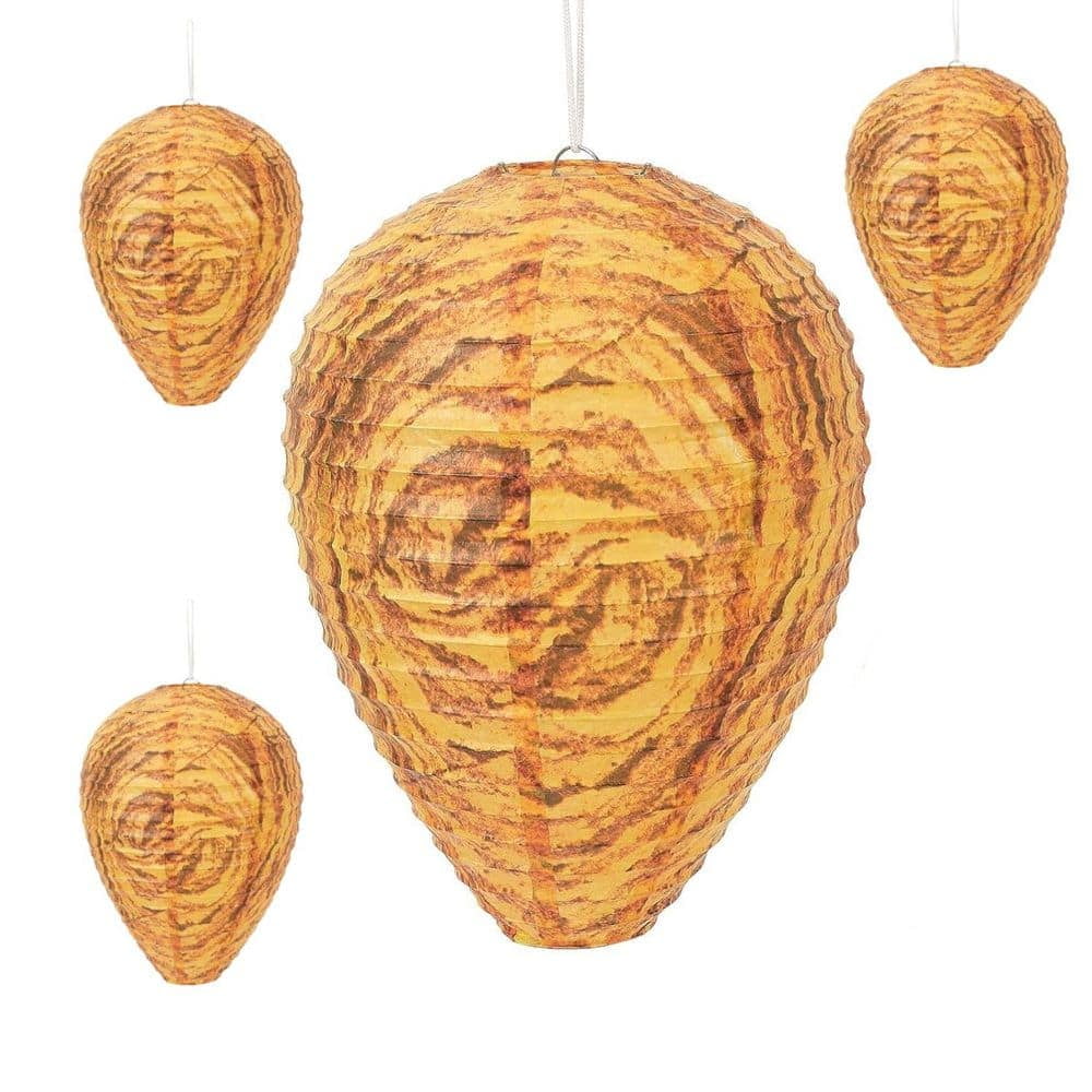 Afoxsos 4-Pack Paper Wasp Nest Traps – Hanging Decoy Nests to Deter ...