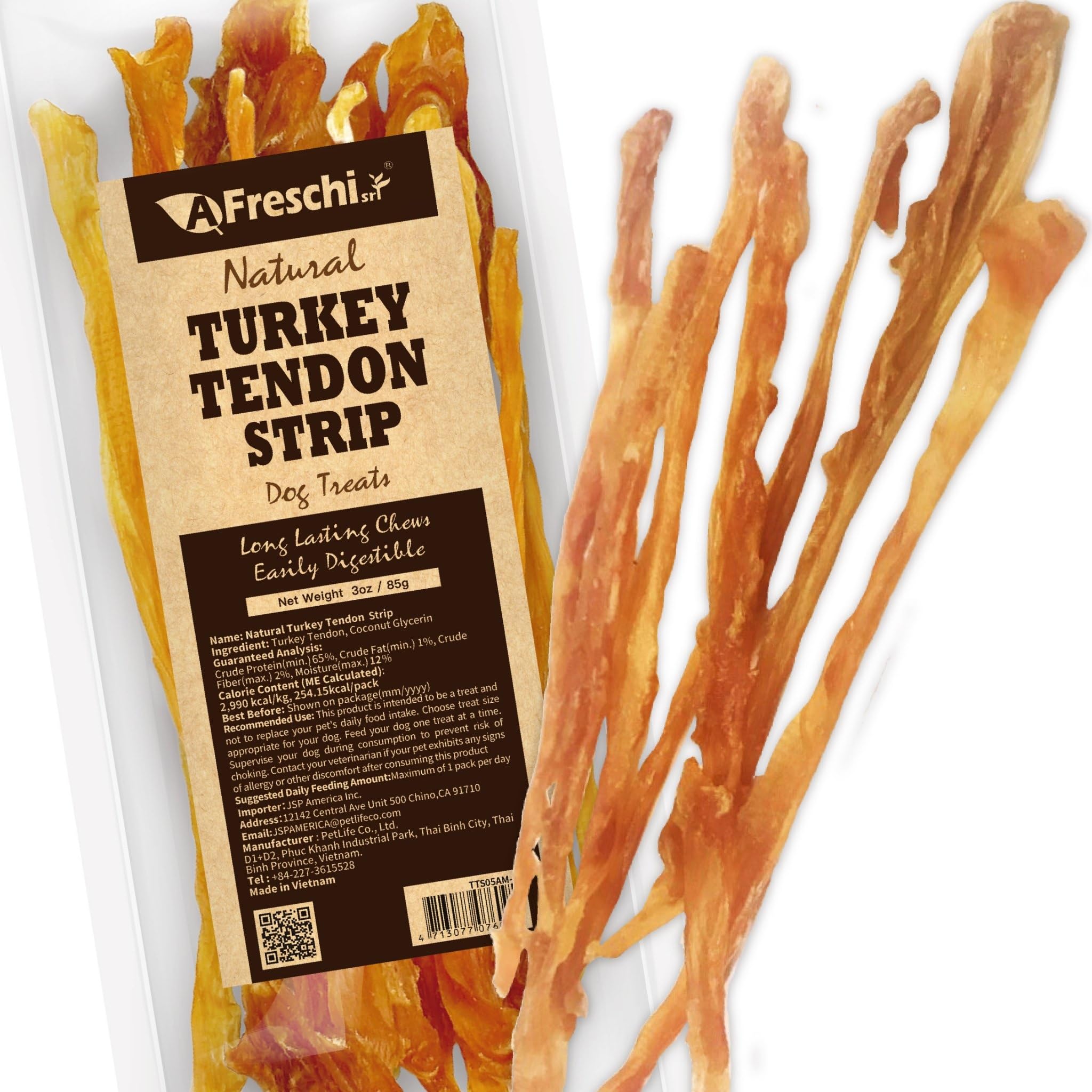 Afreschi Natural TurkeyEGSC Tendon Strip 3 oz, All Natural Human Grade ...
