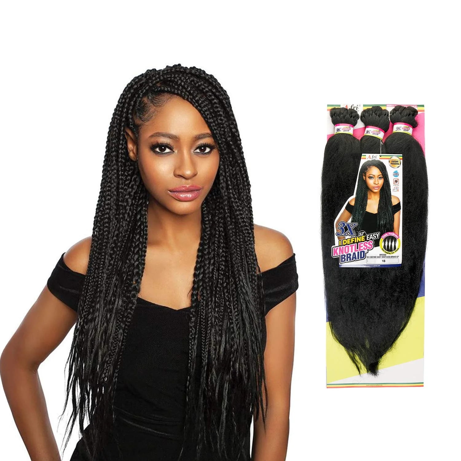 Afri Naptural 3X I Define Easy Knotless Braid 52" - Walmart.com