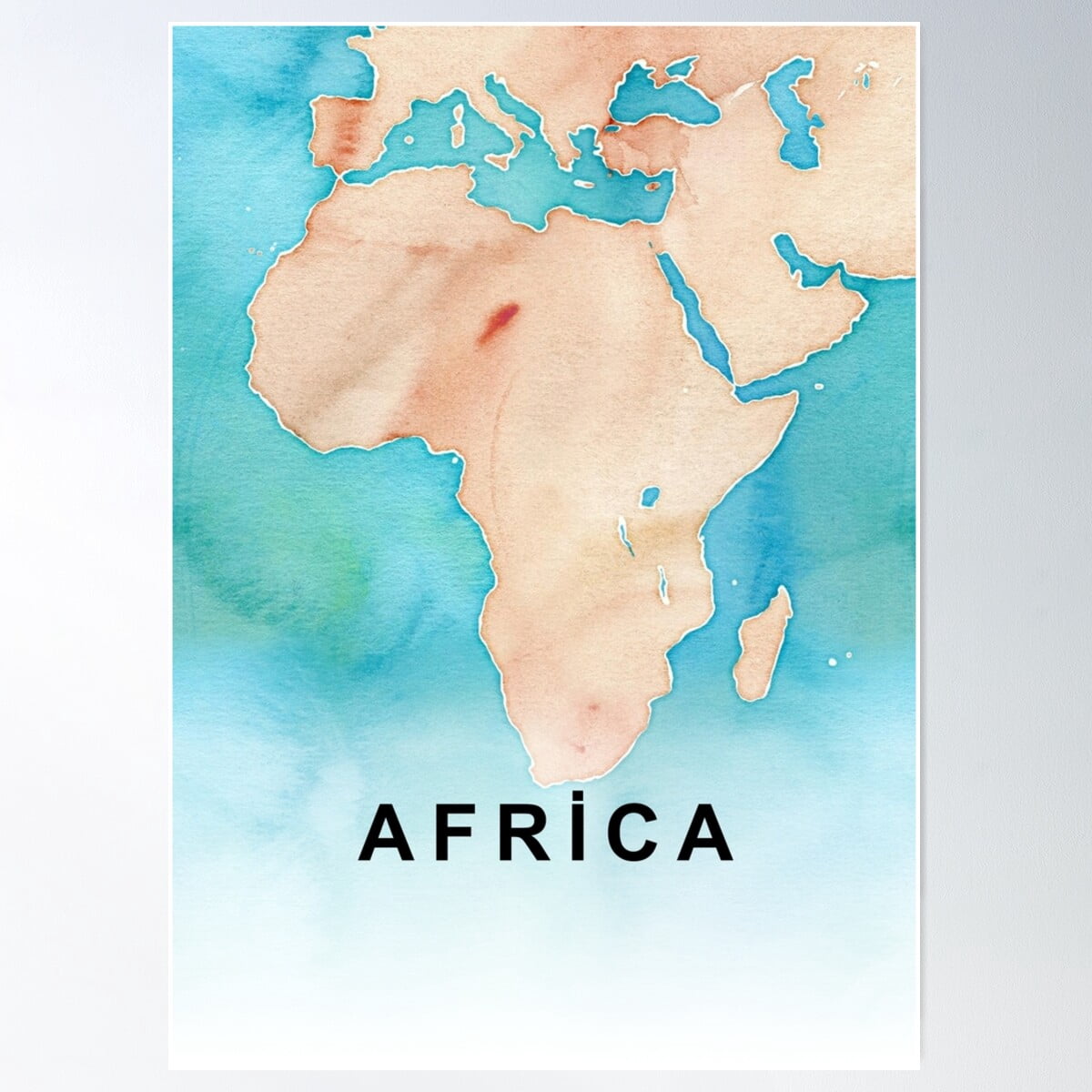 Afri̇ca Map Poster Watercolor Poster Wall Art, Modern Wall Decor For ...