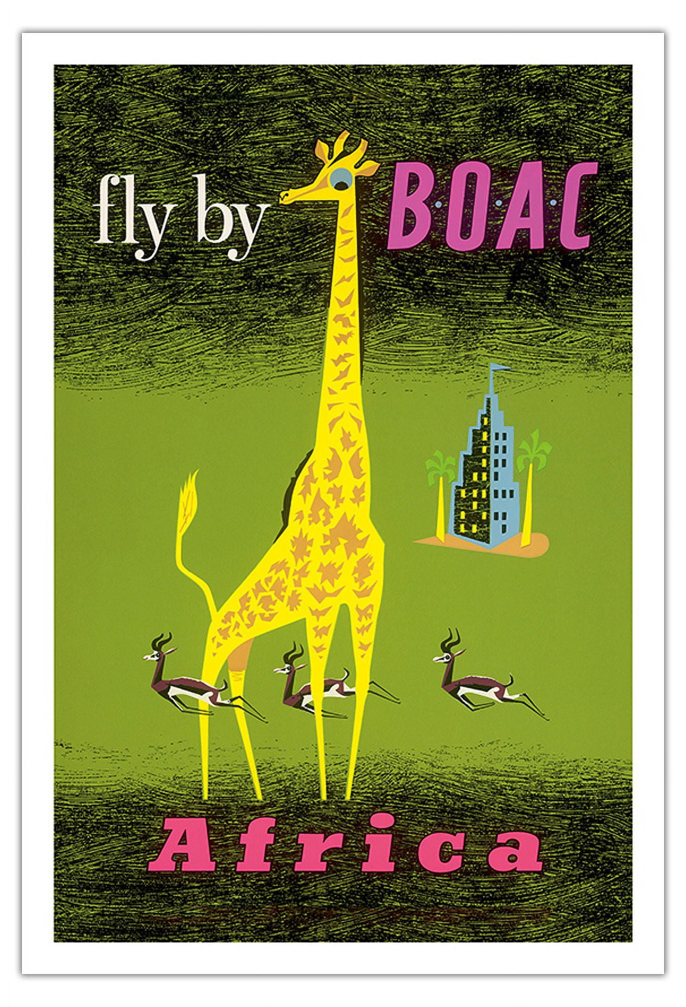 Africa - African Giraffe and Gazelles - Fly by BOAC (British Overseas ...