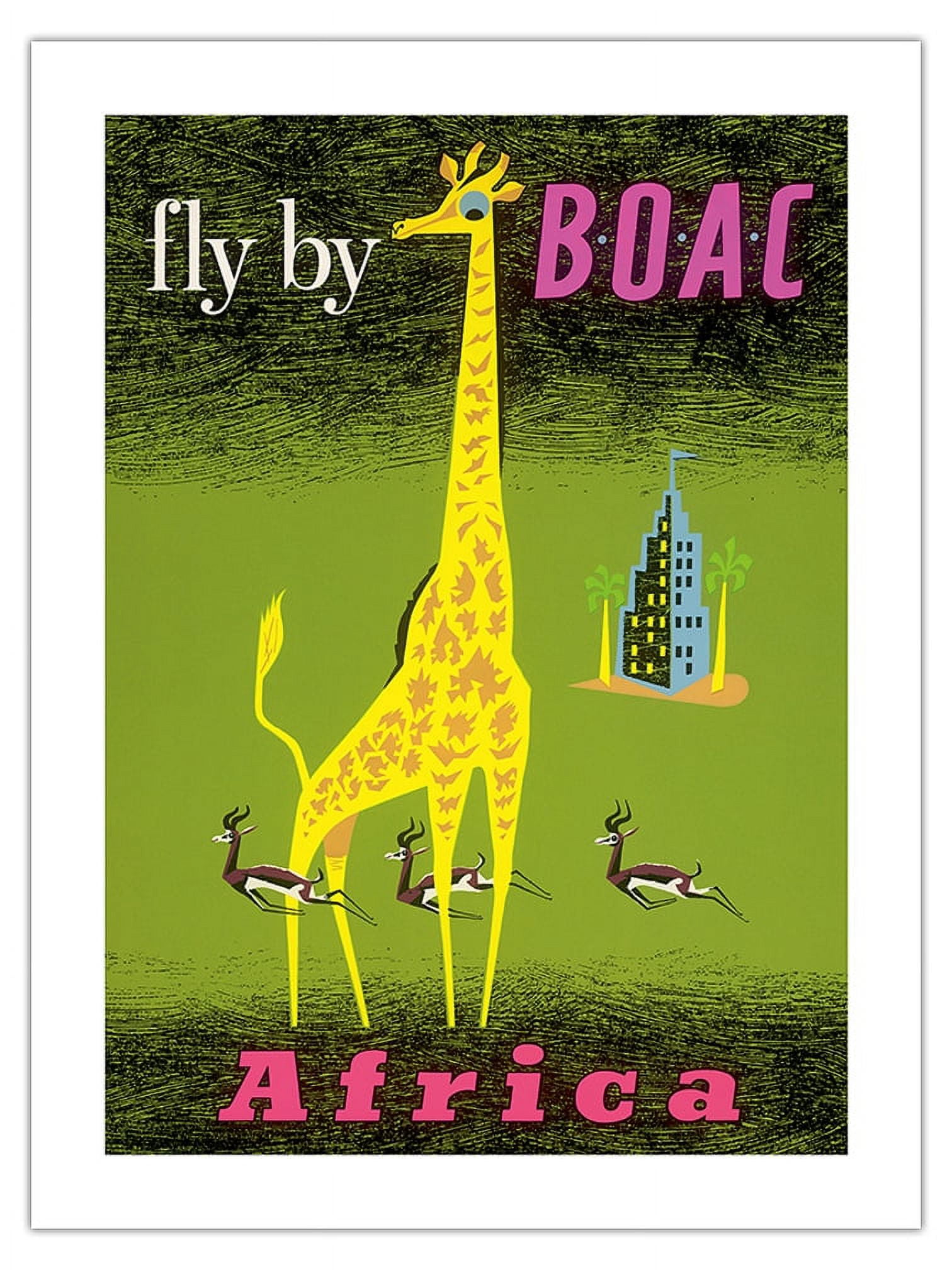 Africa - African Giraffe and Gazelles - Fly by BOAC (British Overseas ...