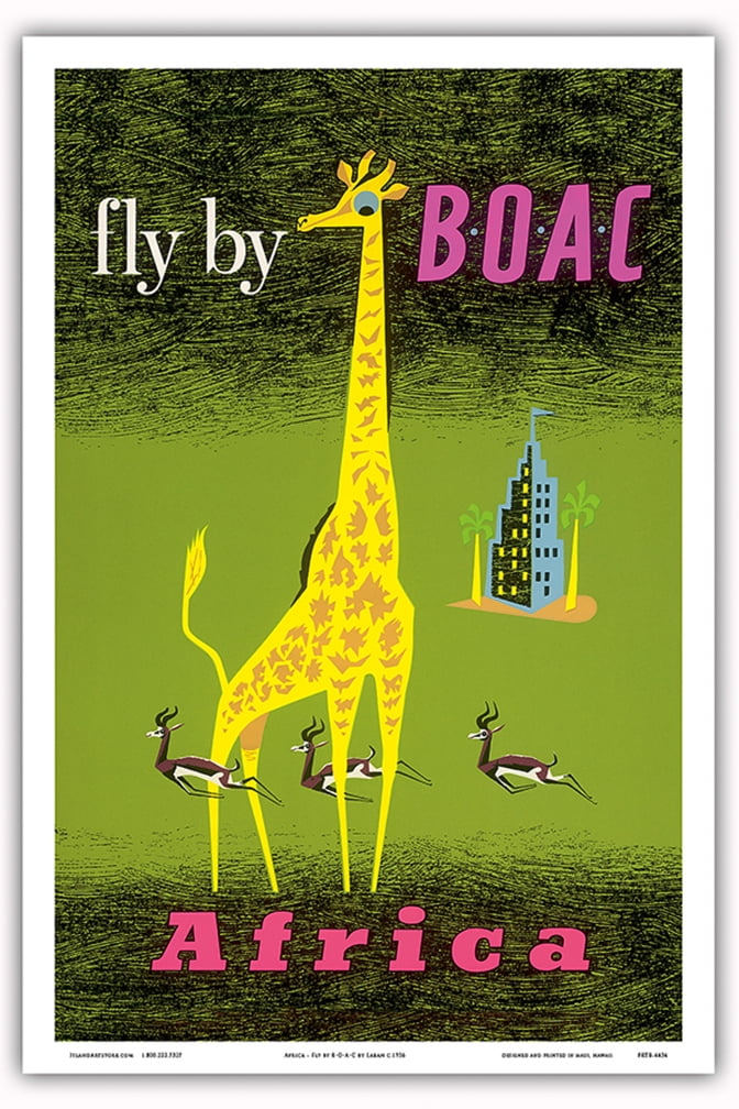Africa - African Giraffe and Gazelles - Fly by BOAC (British Overseas ...