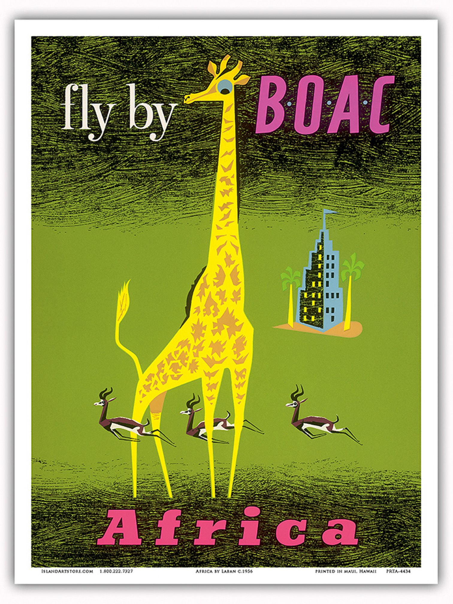 Africa - African Giraffe and Gazelles - Fly by BOAC (British Overseas ...