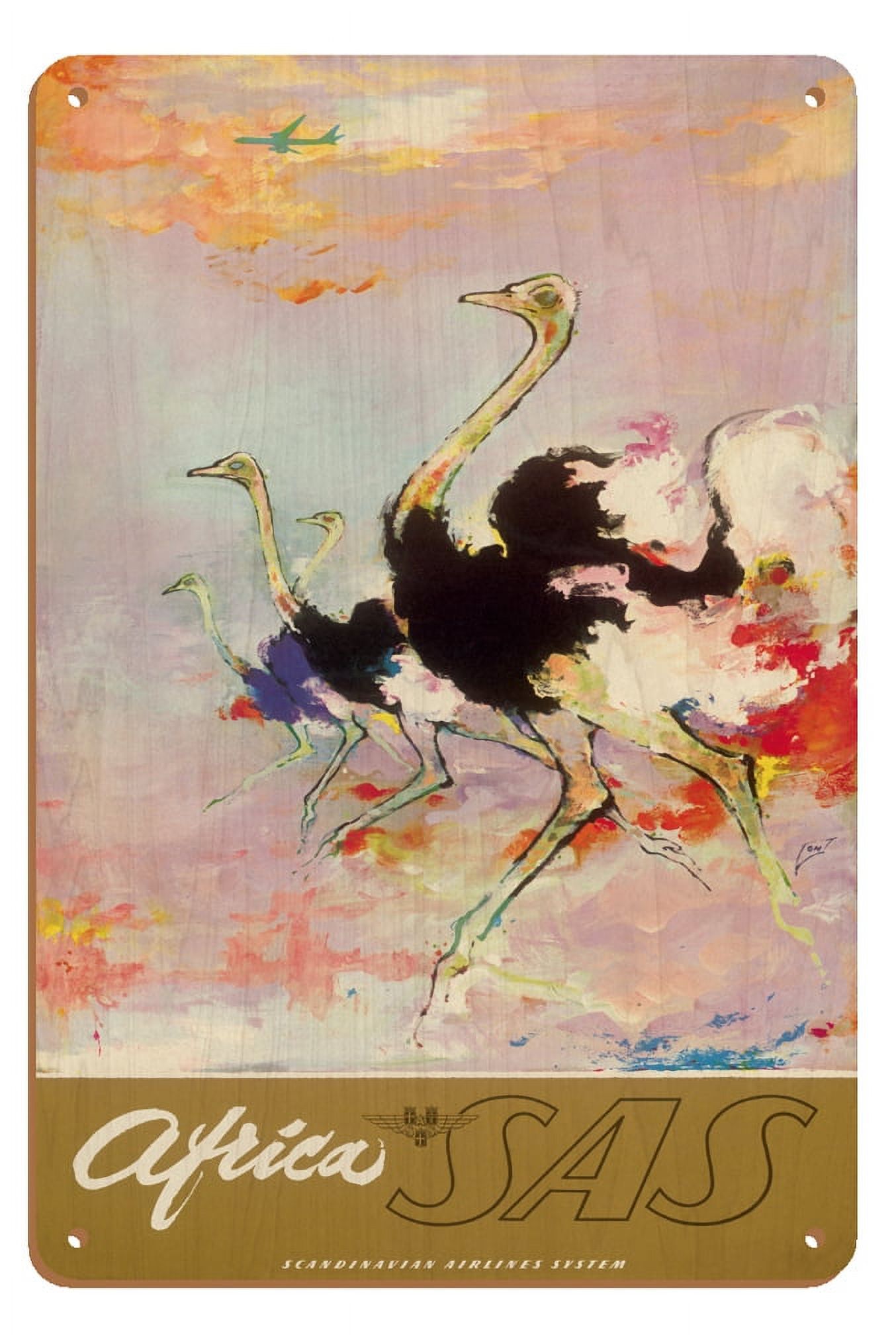Africa - African Ostriches - SAS Scandinavian Airlines System - Vintage ...