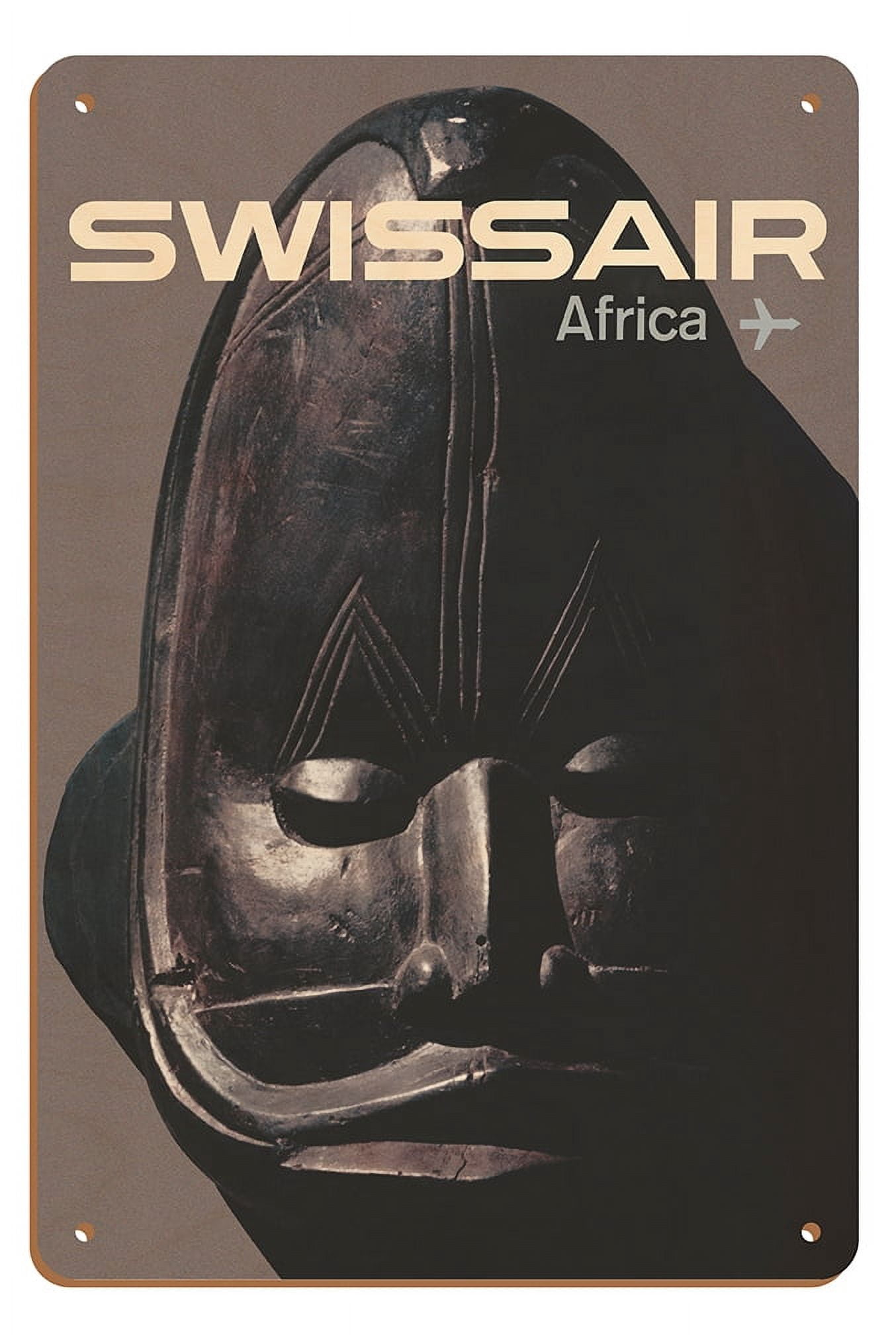 Africa - African Tribal Mask - Swissair - Vintage Travel Poster by ...