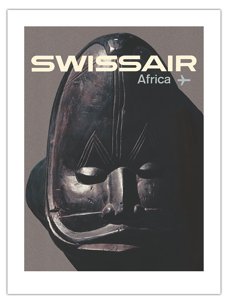 Africa - African Tribal Mask - Swissair - Vintage Travel Poster by ...