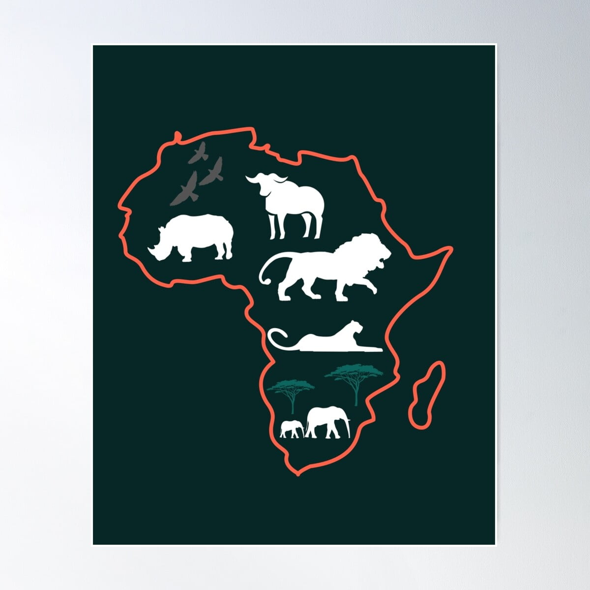 Africa Big Five Poster Wall Art, Modern Wall Decor For Living Room ...