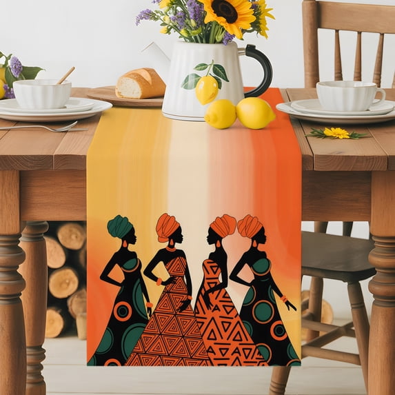 Africa Black Woman Ethnic Style Table Runner 36 Inches Long, Gradient ...