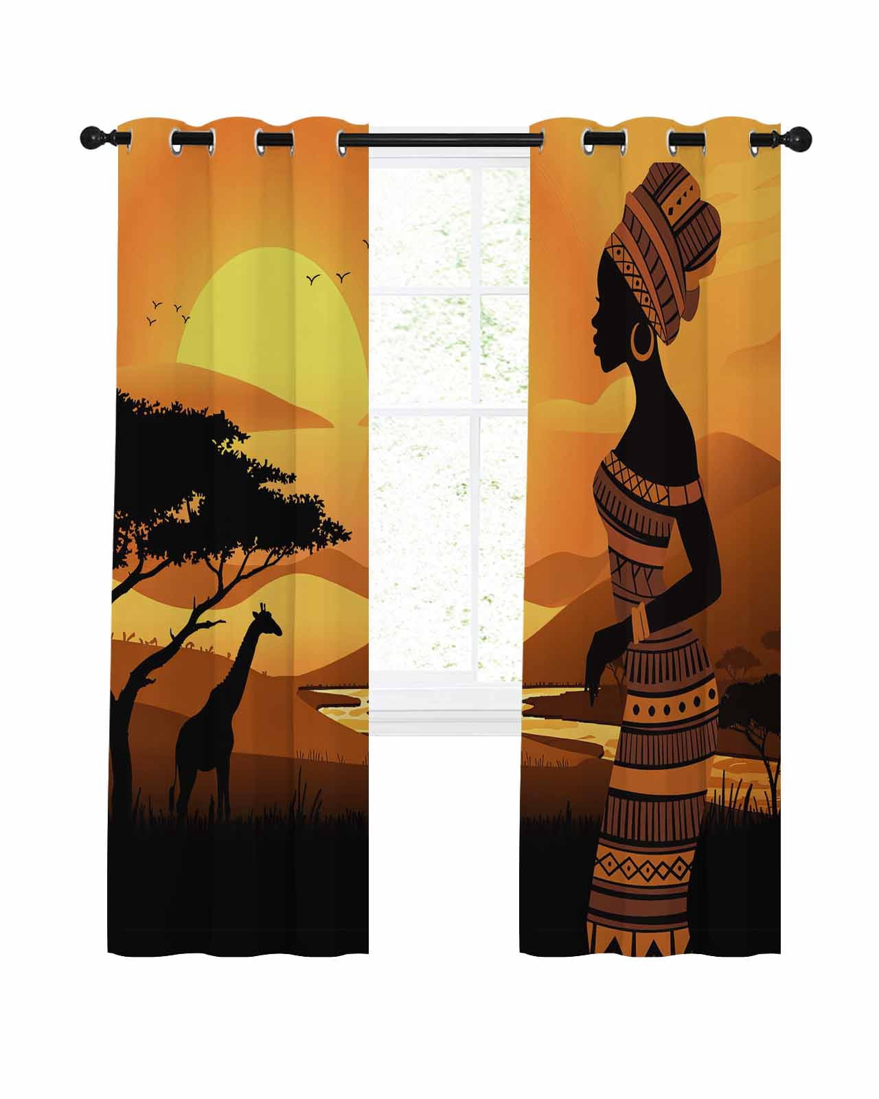 Africa Black Women Blackout Curtains, Light Blocking Print Window ...