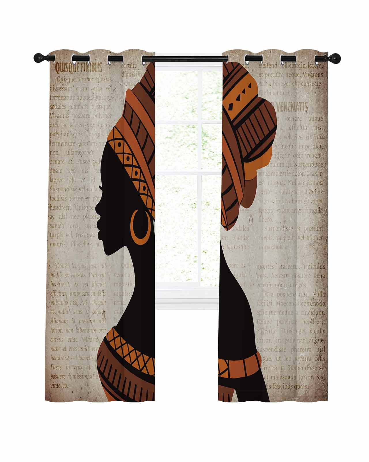 Africa Black Women Blackout Curtains, Light Blocking Print Window ...