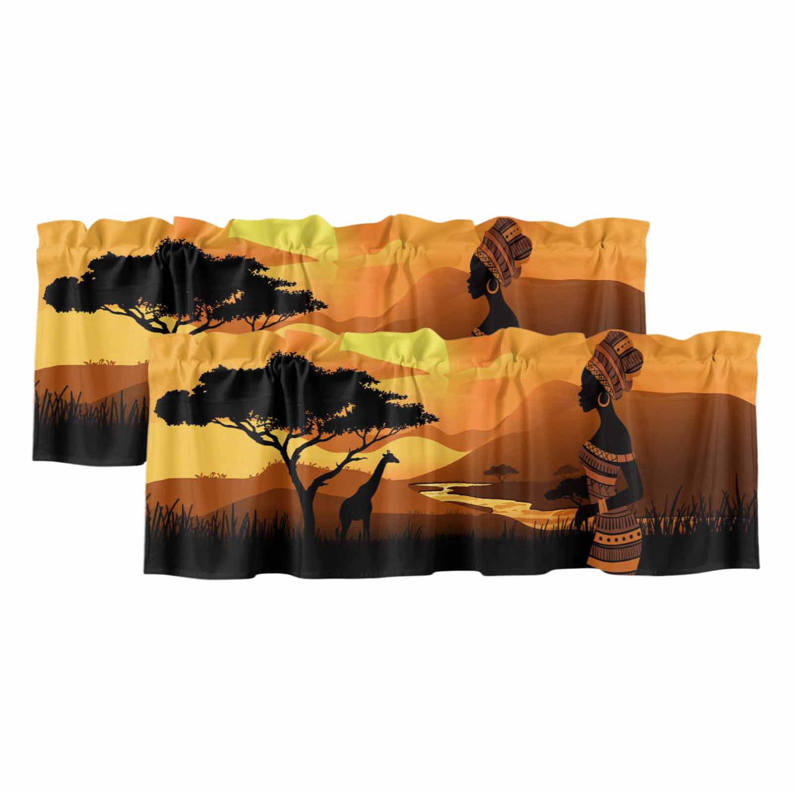 Africa Black Women Curtain Valances for Windows, Kitchen Valance Window ...