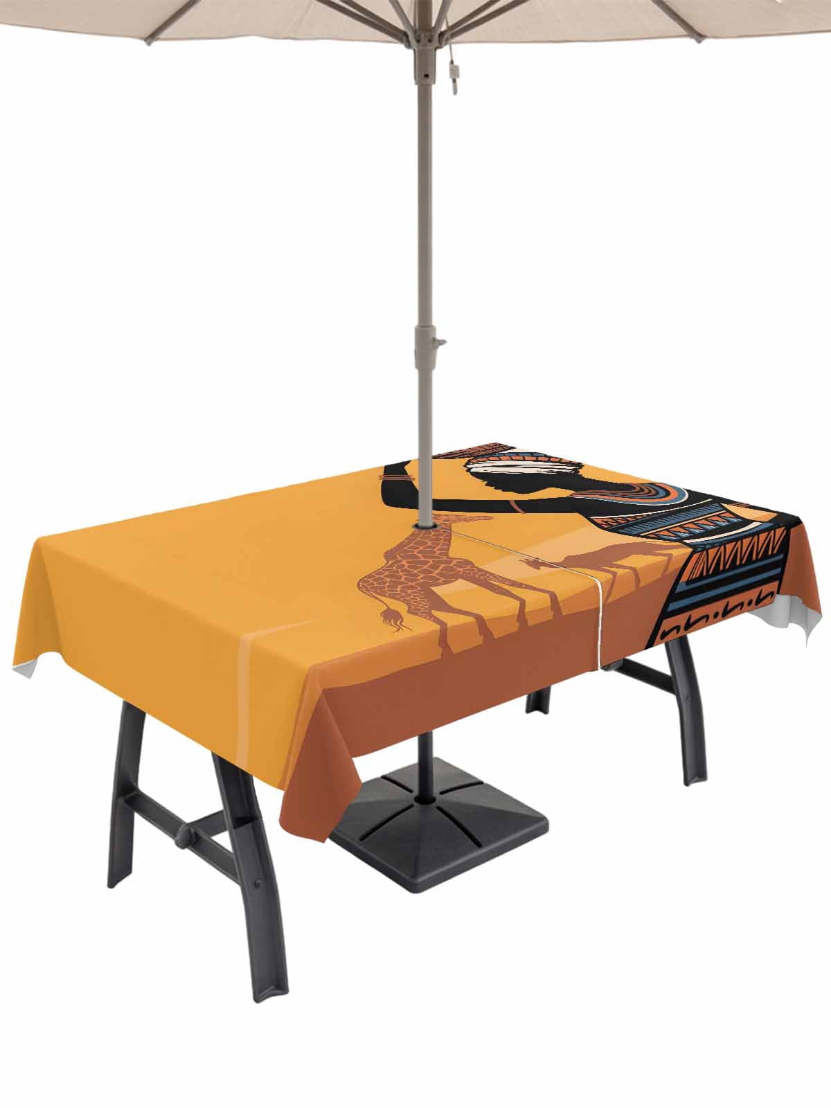 Africa Black Women Rectangle Outdoor Tablecloth with Umbrella Hole ...